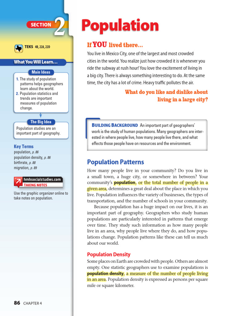 Chapter 4 Section 2 Reading | PDF | Population Growth | Population Density