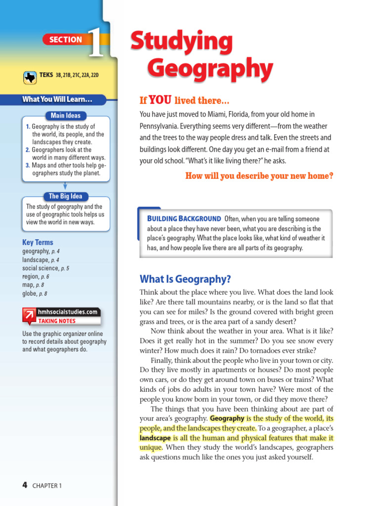 Chapter 1 Section 1 Reading | PDF | Geography | Map