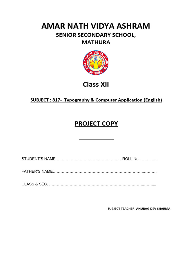 Notes of Typography Class Xii - For 2024-25 | PDF | Personality ...