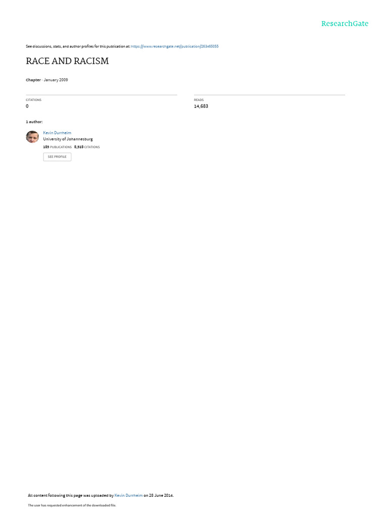 Durrheim Hook Riggs Criticalpsychologyofraceandracismfinal | PDF ...