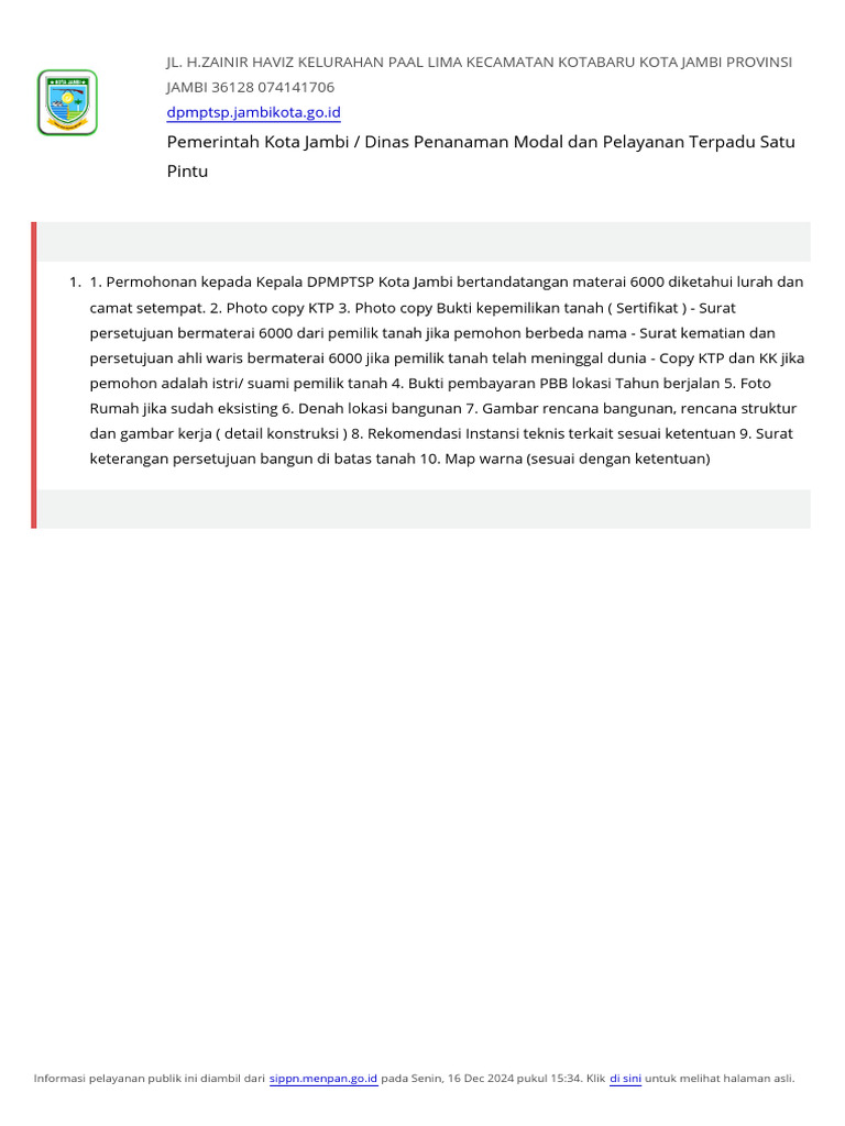 Unduh Standar Pelayanan - Izin Mendirikan Bangunan (IMB) | PDF