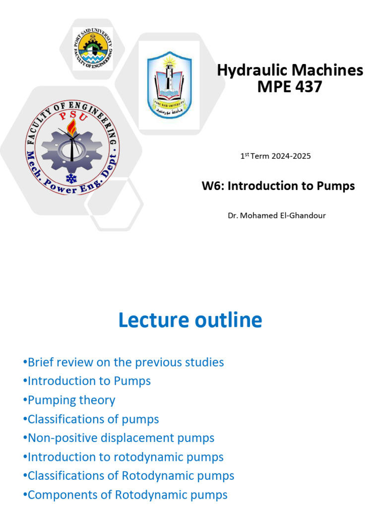 HM-2024-w6 Introduction To Pumps | PDF | Pump | Applied And Interdisciplinary Physics