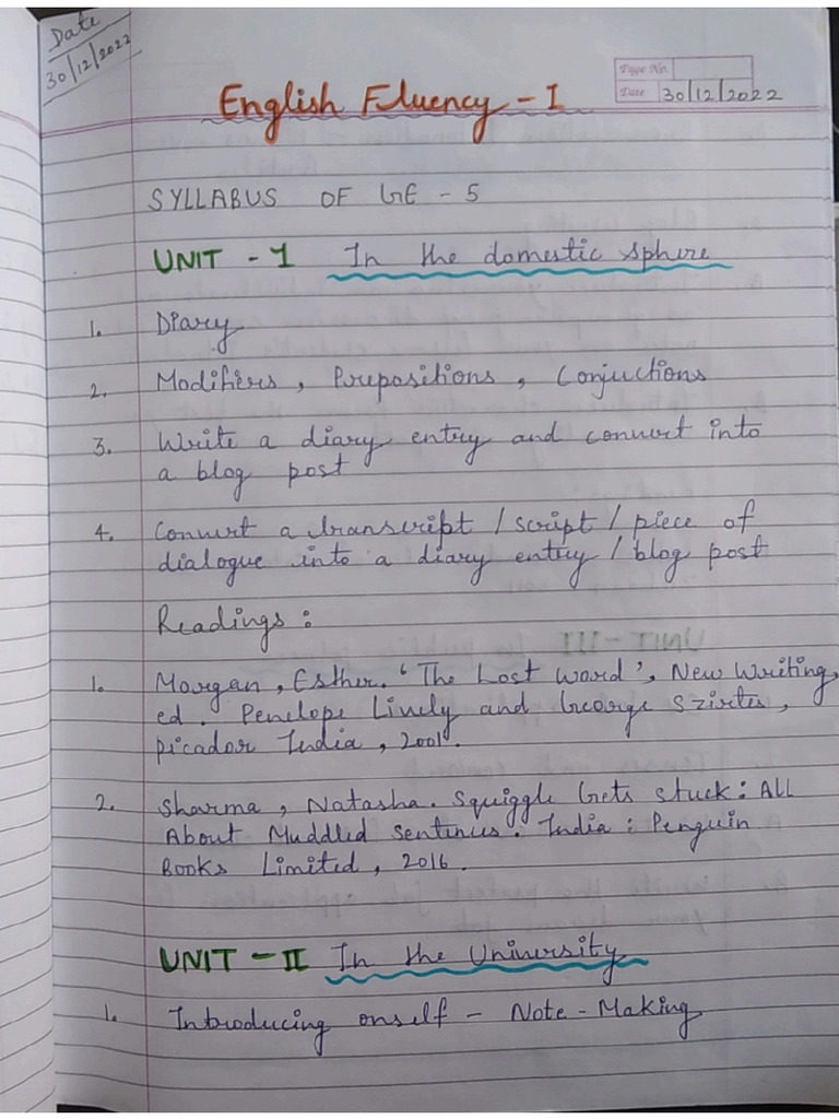 English Fluency-L Notes PDF | PDF