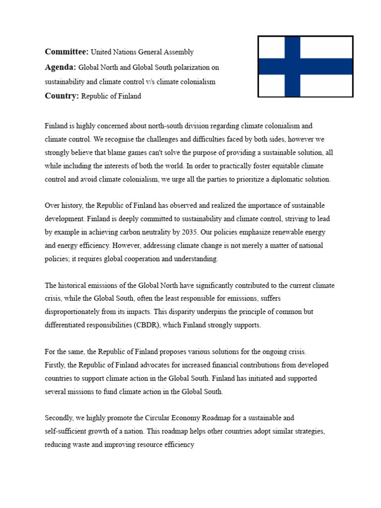 Position Paper UNGA Finland Innerve MUN'24 | PDF | Sustainability ...