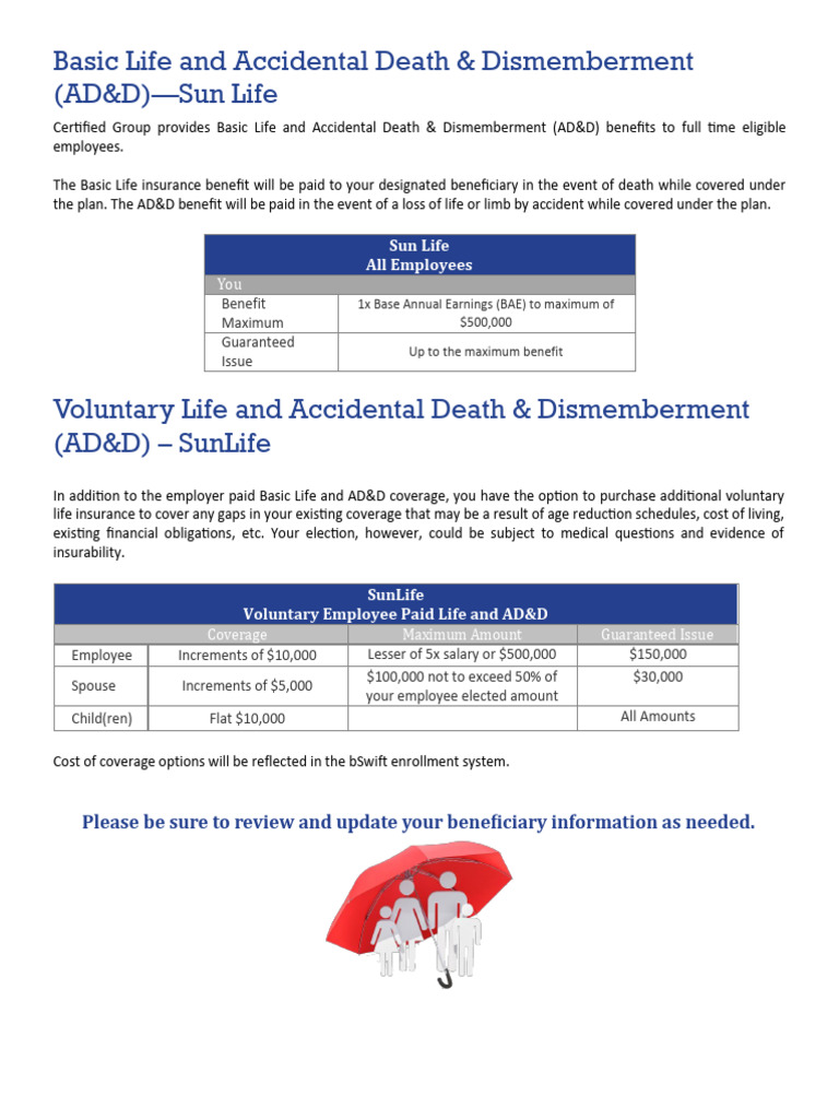 Sun Life Basic Life & AD&D Benefits Guide | PDF