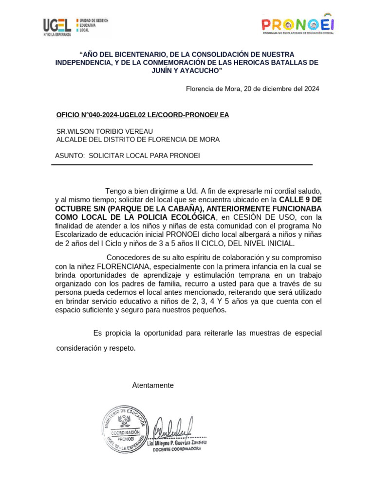 Oficio - Solicito Local | PDF