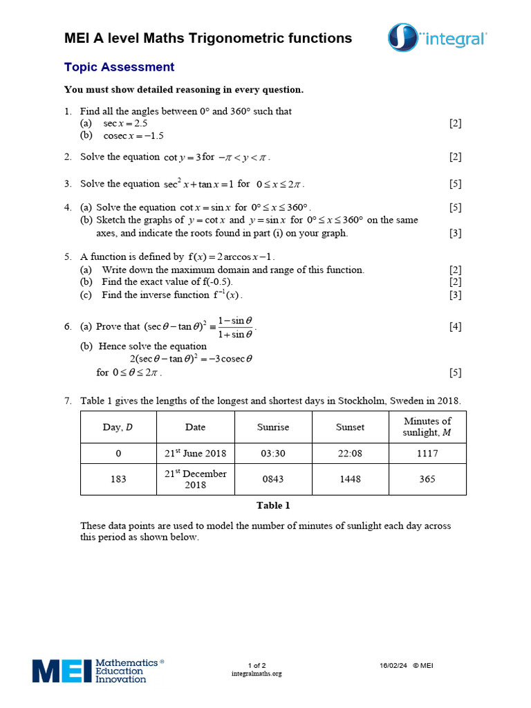Trigonometric Functions | PDF | Trigonometric Functions | Function ...
