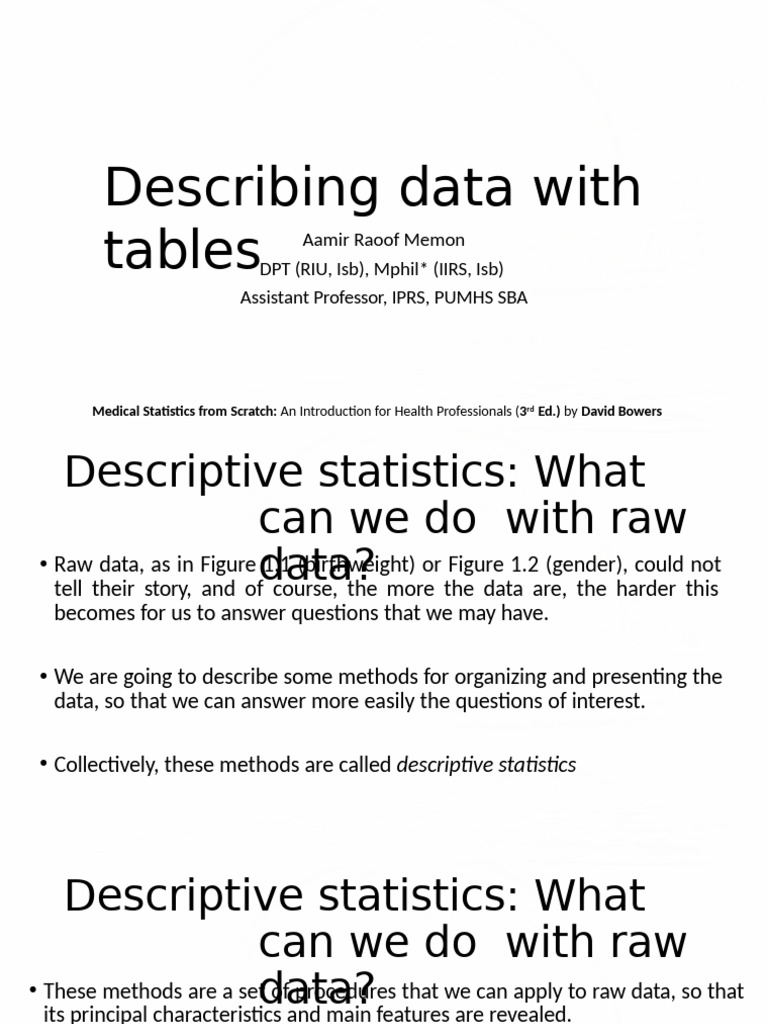 Descriptive Statistics with Tables | PDF