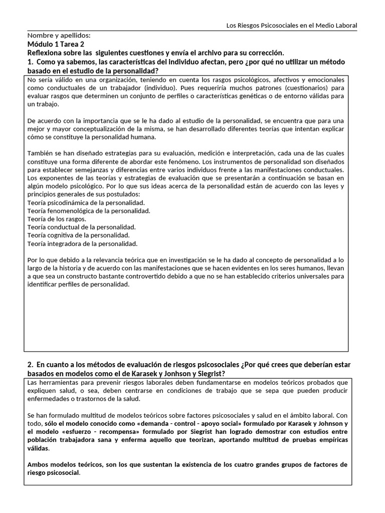 Tarea 2 módulo 1 psico | PDF | Teoría | Sicología