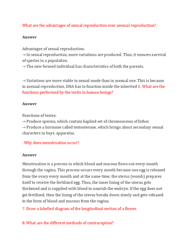 Exercise Questions Reproduction | PDF | Menstrual Cycle | Sexual ...