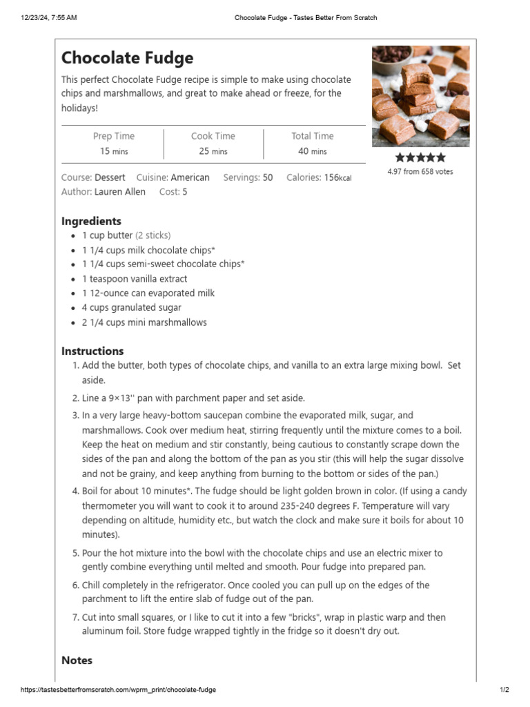 Chocolate Fudge - Tastes Better From Scratch | PDF | Fat | Fudge