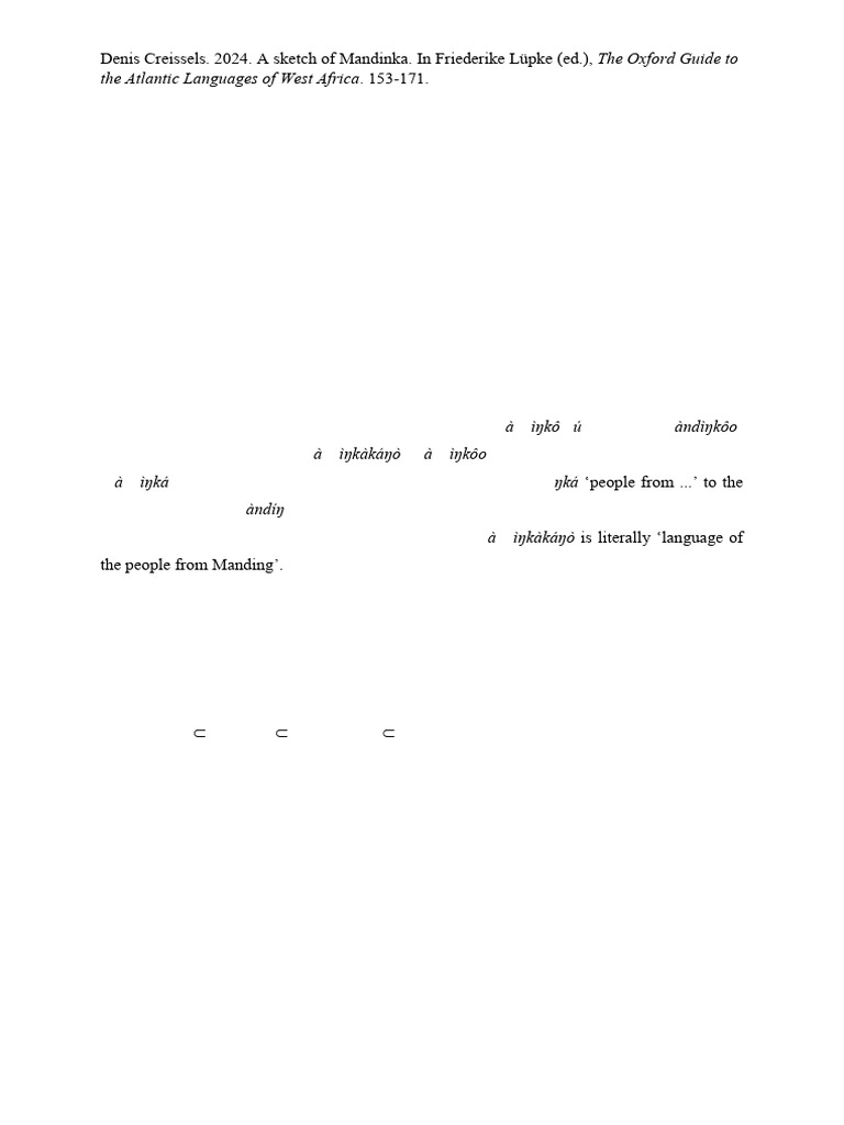 Overview of Mandinka Language | PDF | Grammatical Gender | Vowel