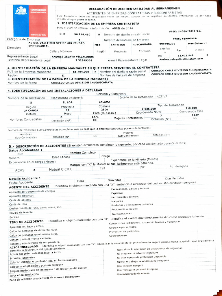 Identificación de La Empresa Mandante en Que Presta Servicios El ...