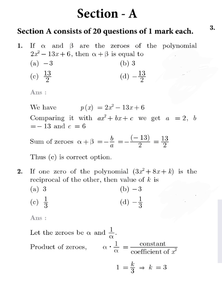 Preboard Questions Maths Class 10 | PDF