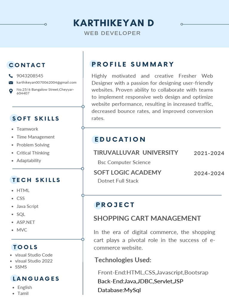 Fresher Web Designer Profile Summary | PDF