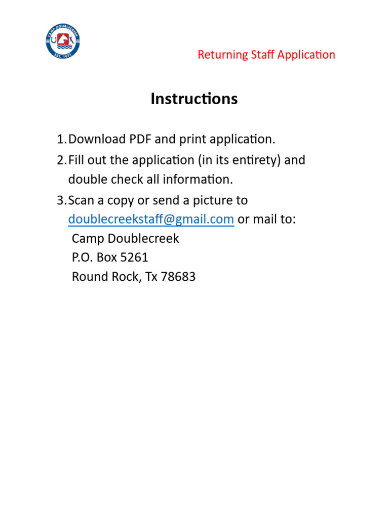 66febfa2abdf6a1f49ff9b7e - 2025 Returning Staff Application | PDF