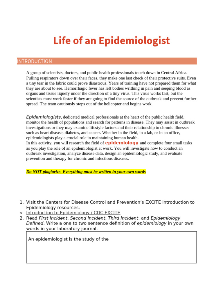 Life of An Epidemiologist | PDF | Epidemiology | Cohort Study