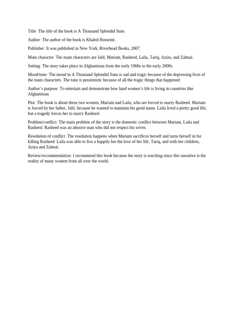 A Thousand Splendid Suns | PDF