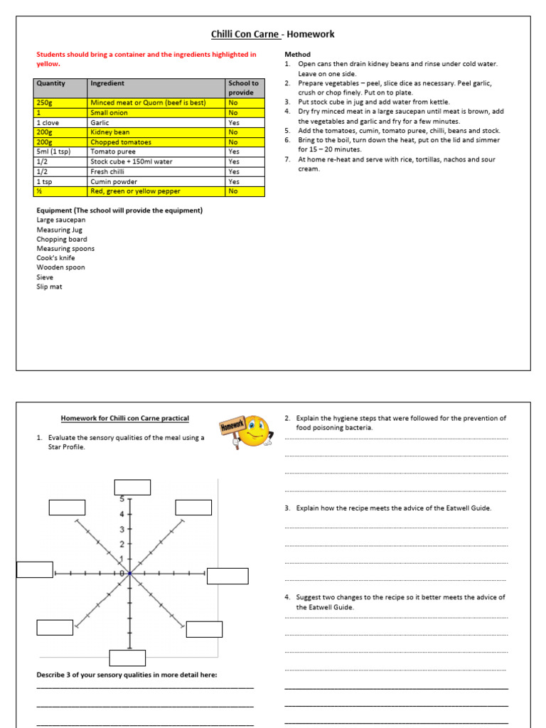 Chilli Con Carne Homework | PDF | Chili Con Carne | Chili Pepper