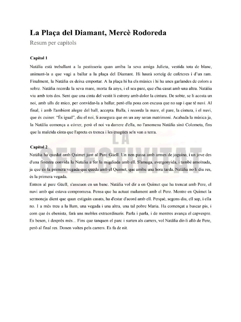La Plaça Del Diamant | PDF