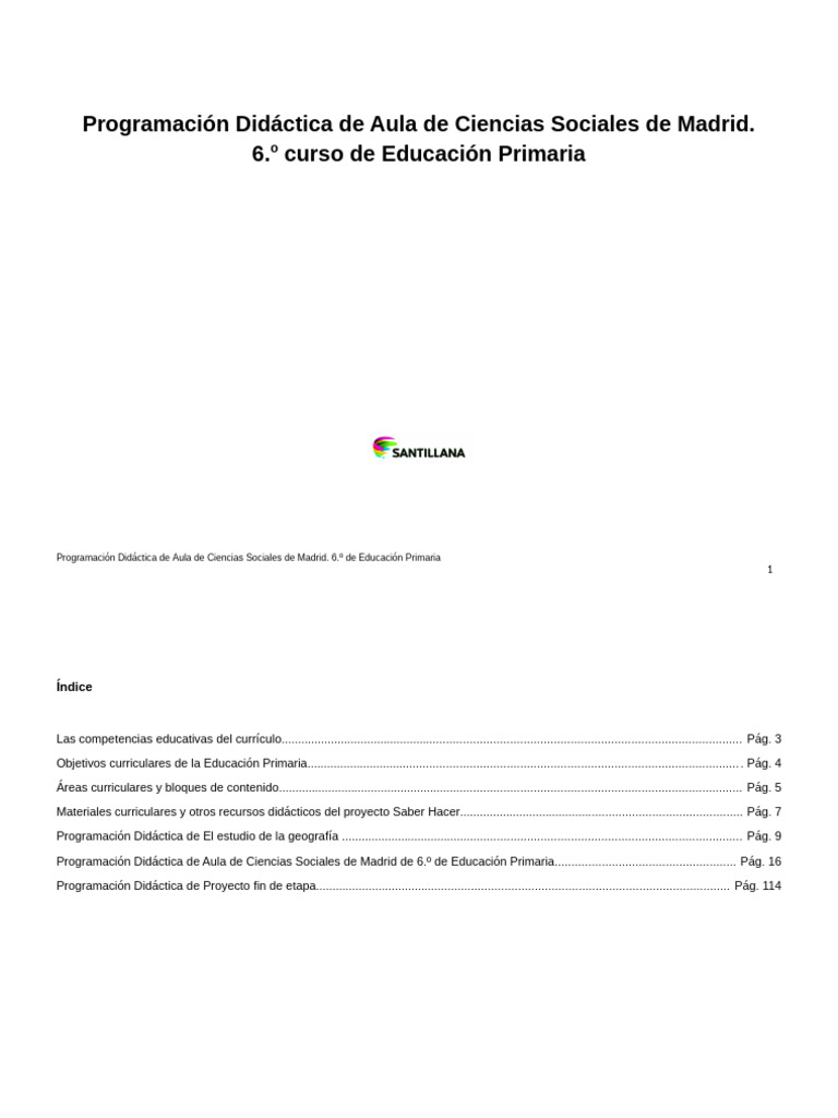 PROGRAMACIÓN DIDÁCTICA SOCIALES 6º_PDA_CCSS_6 MAD | PDF | Plan de estudios | Evaluación