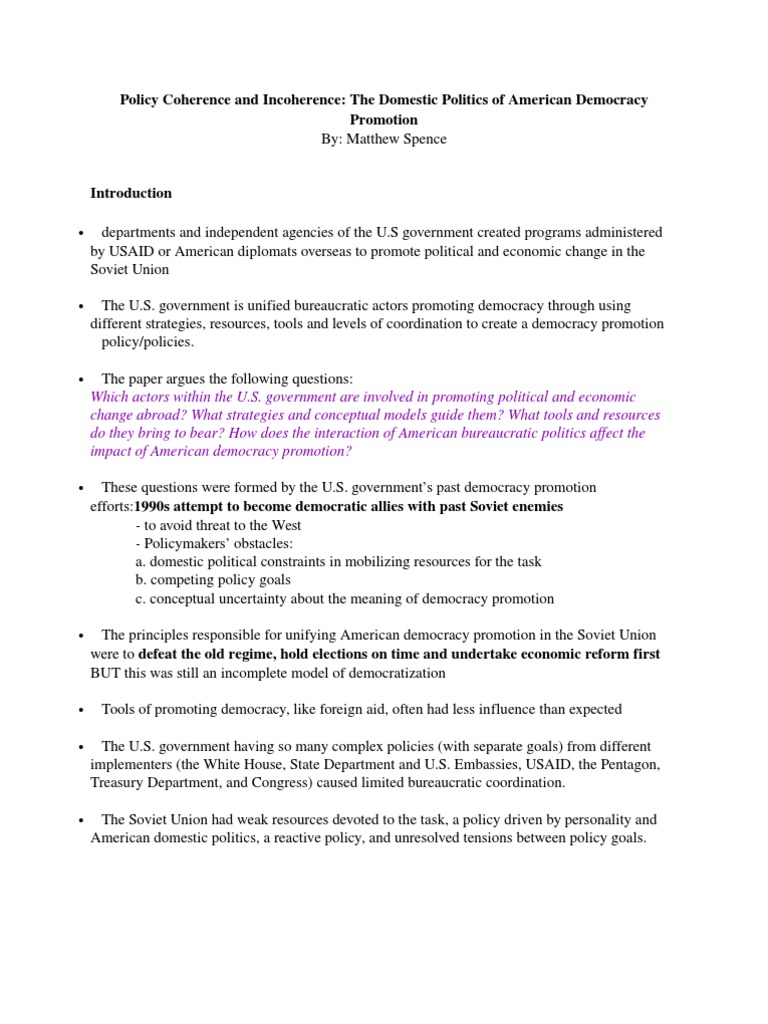 Pol 243 Spence Reading Summary | PDF | United States Agency For ...