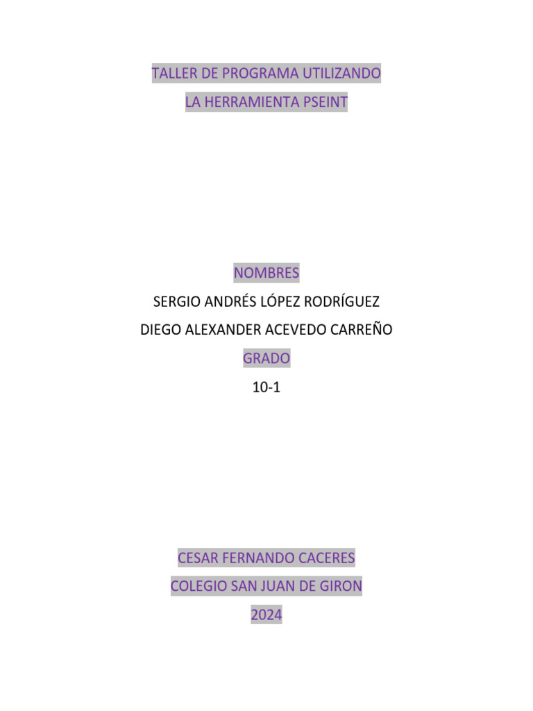 Taller de Programa Pseint | PDF