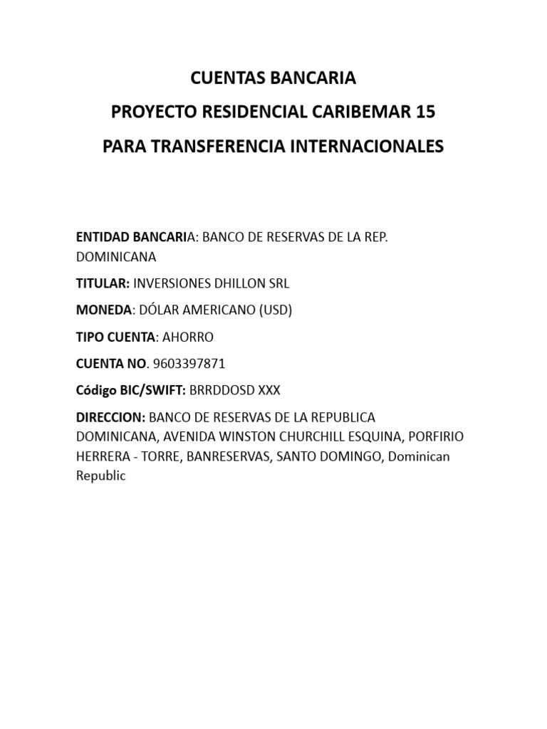 Cuentas Bancaria Caribemar Xv | PDF