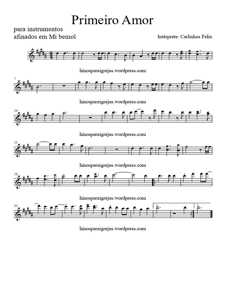 Carlinhos Felix - Primeiro Amor (Mi Bemol) | PDF