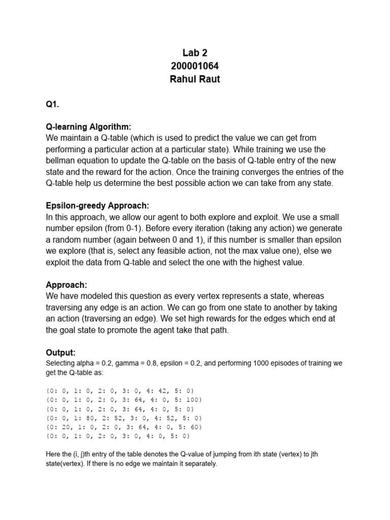Q-learning Algorithm and Epsilon-Greedy Approach | PDF