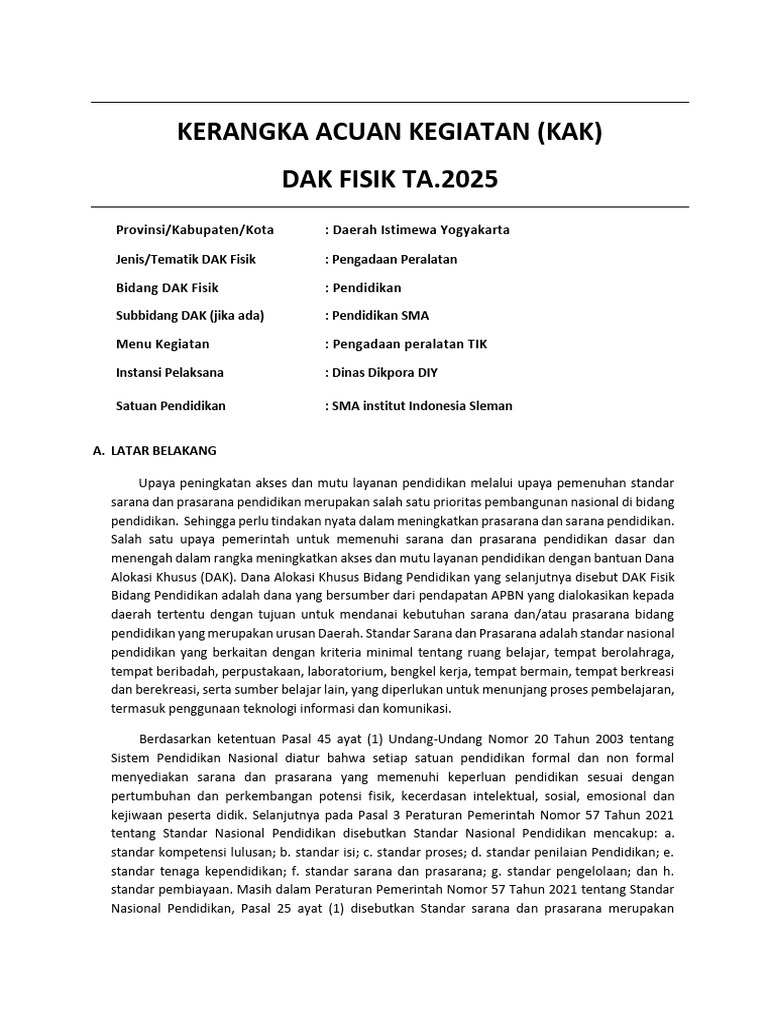 TOR - KAK DAK SMA II 2025 | PDF