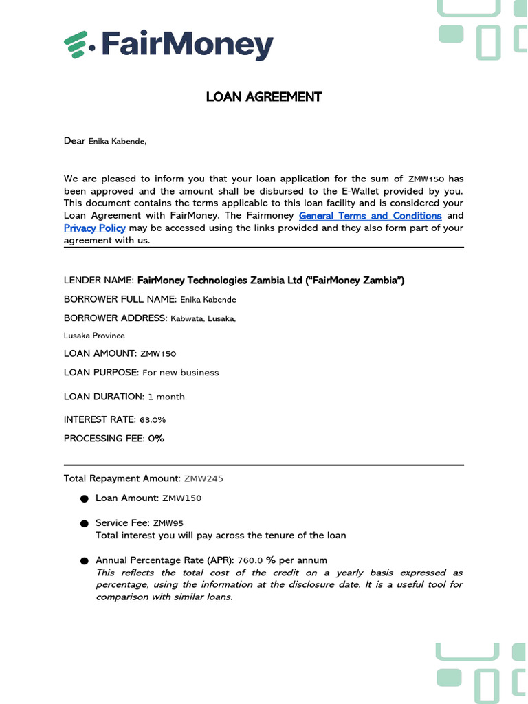 Loan Agreement | PDF | Loans | Interest