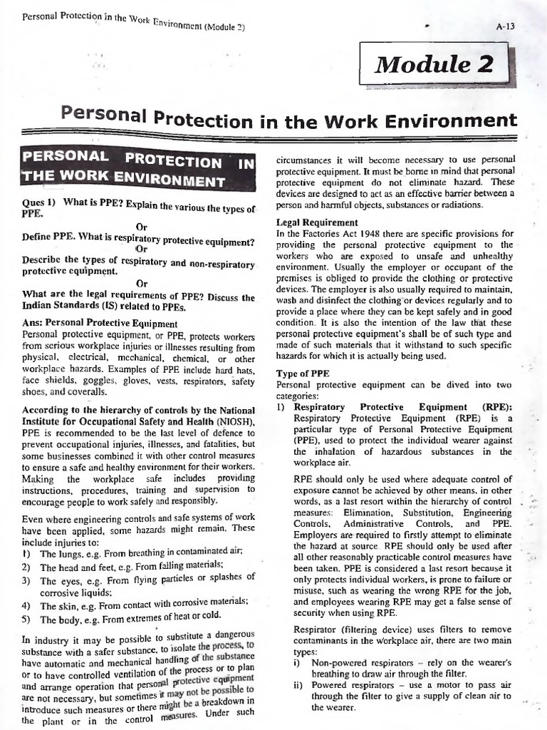 ISE Module 2 Question Bank | PDF | Personal Protective Equipment ...