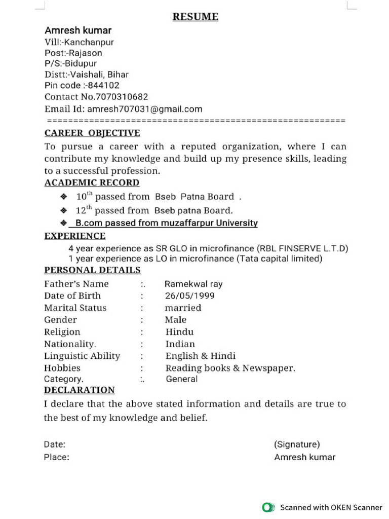 Resume Amresh Kumar - 1 | PDF