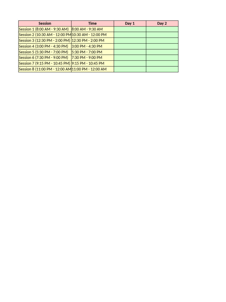 30-Day Session Schedule | PDF