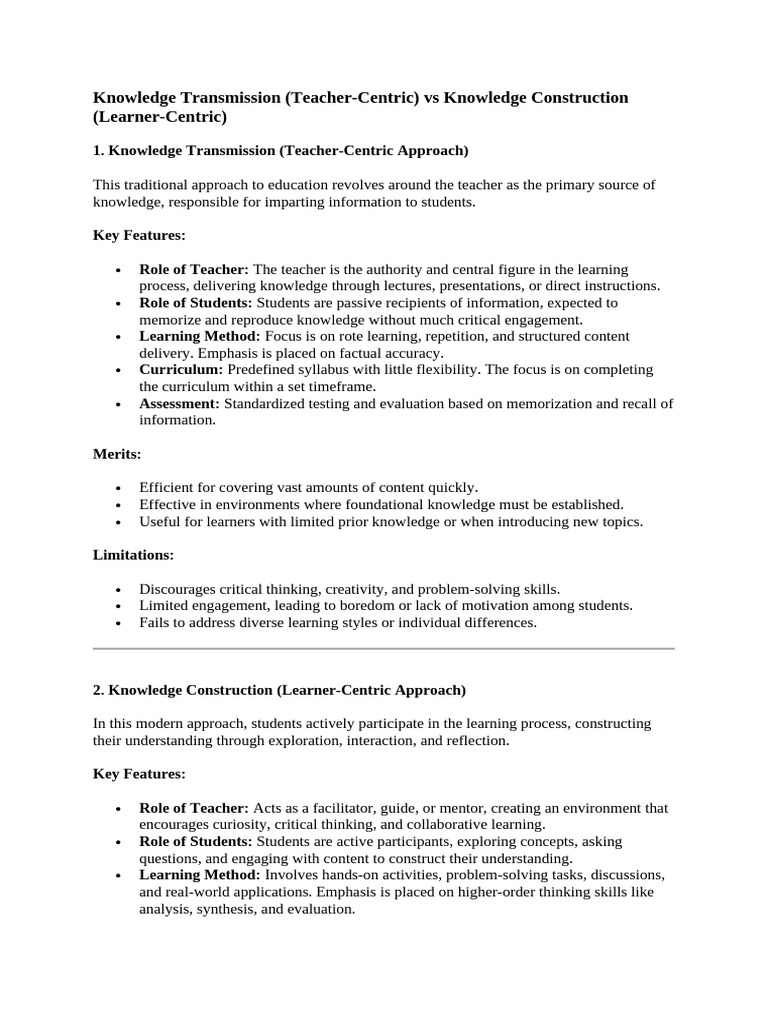 Knowledge Transmission vs Construction in Education | PDF | Truth ...