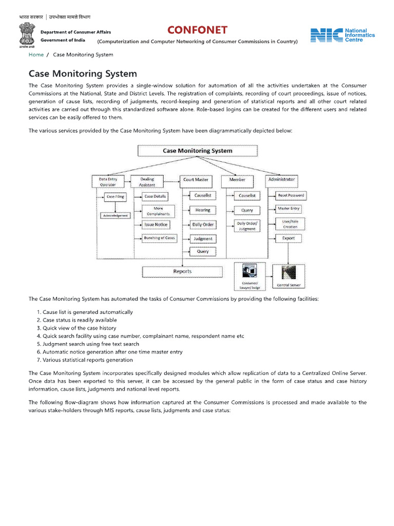 Consumer Commission - Case Monitoring System | PDF