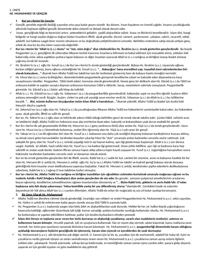 10 Dkab 2. Ünite Not | PDF