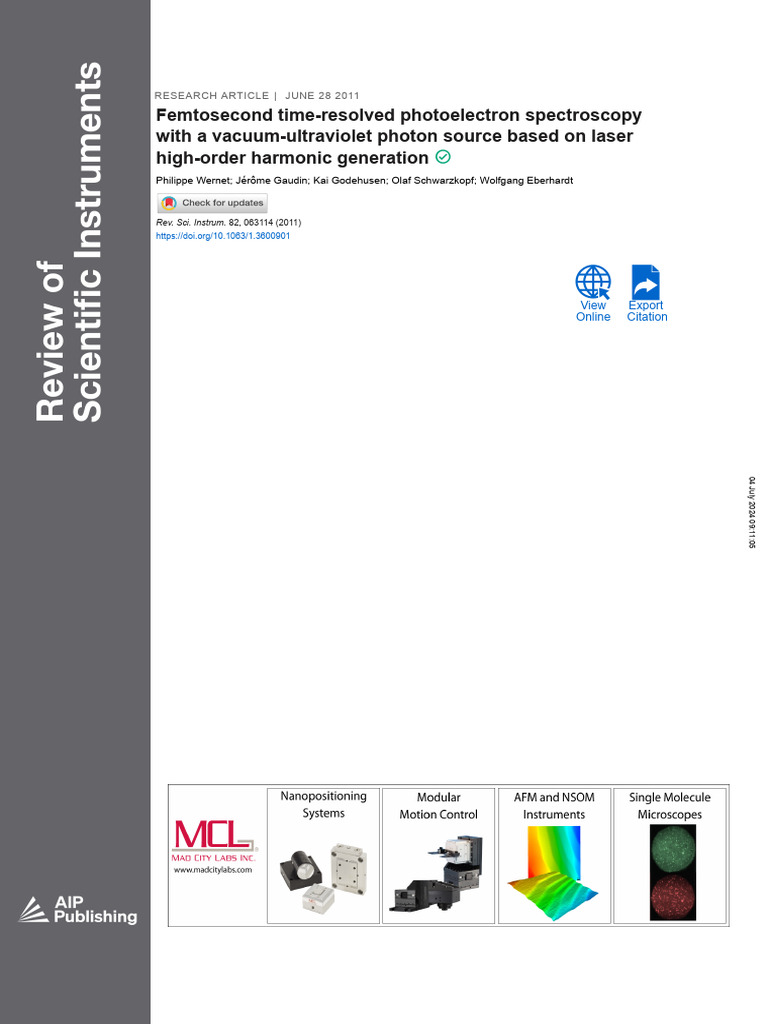 Femtosecond Photoelectron Spectroscopy | PDF | Laser | Electronvolt