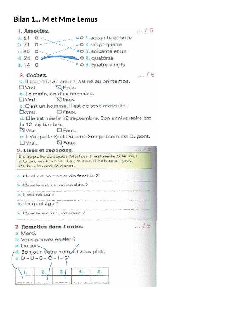 Bilan 1 | PDF