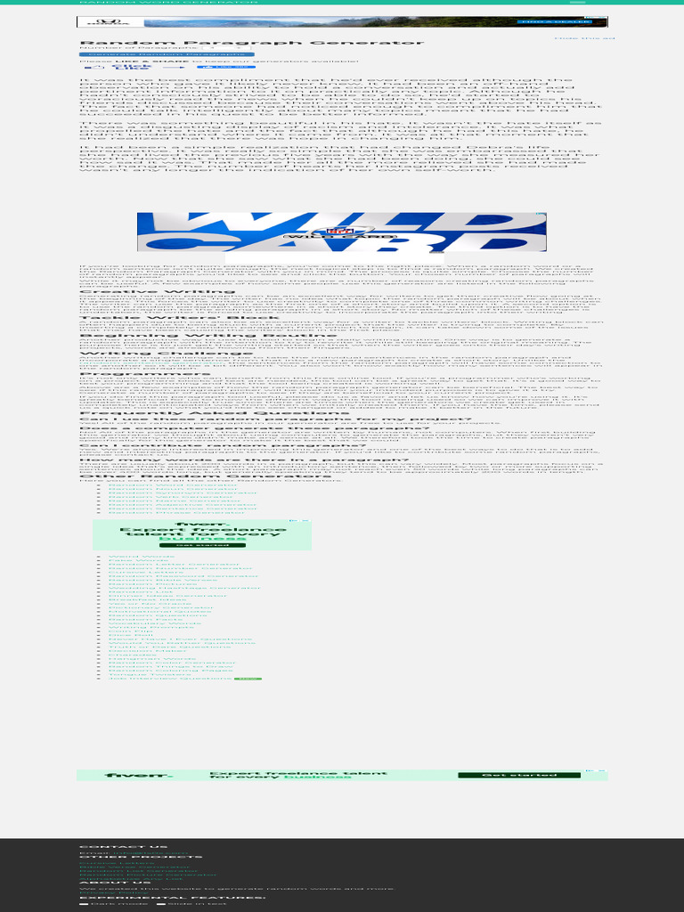 4 Random Paragraph Generator - 1000's of Random Paragraphs | PDF | Word ...