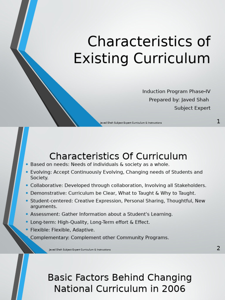 Session 8 - Characteristics of Existing Curriculum | PDF | Curriculum ...