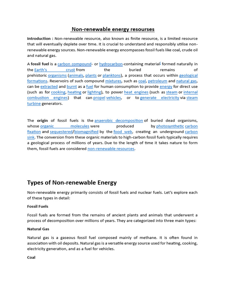 Understanding Non-Renewable Resources | PDF | Fuels | Fossil Fuels