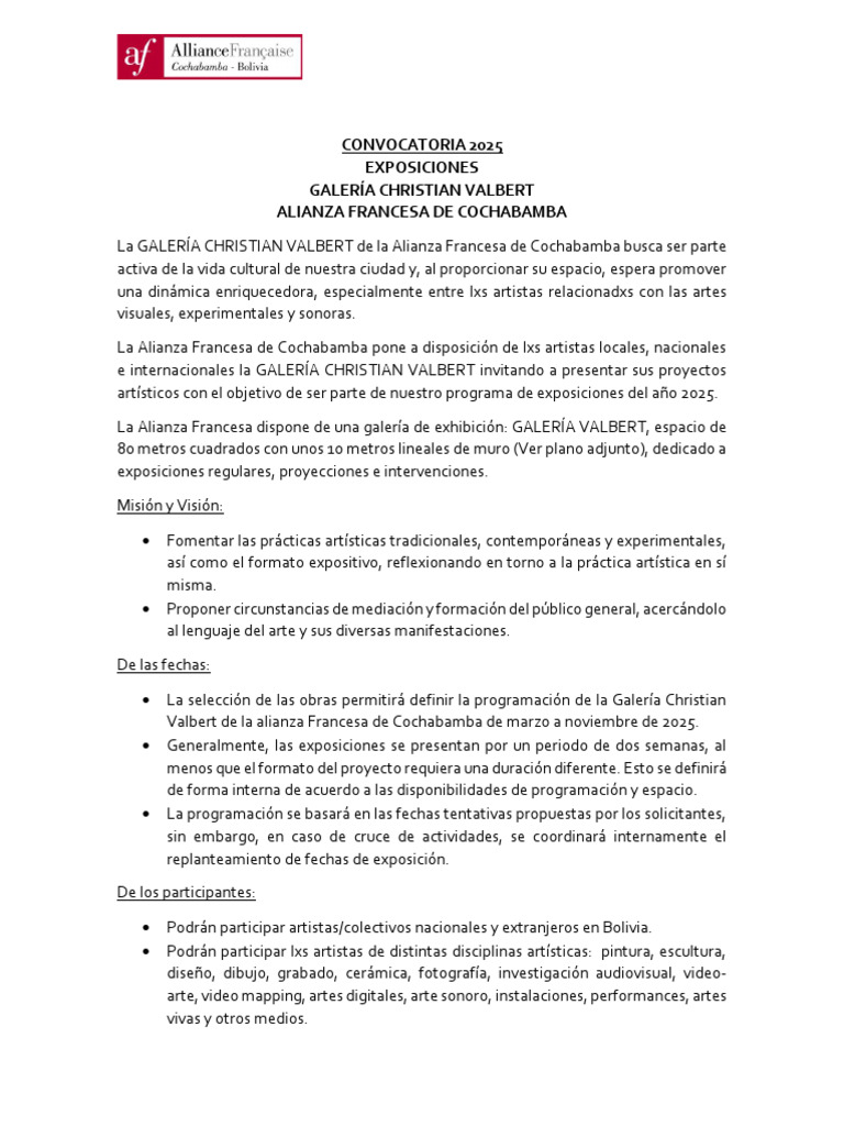 Convocatoria Exposiciones 2025 Galería Valbert | PDF | Francia