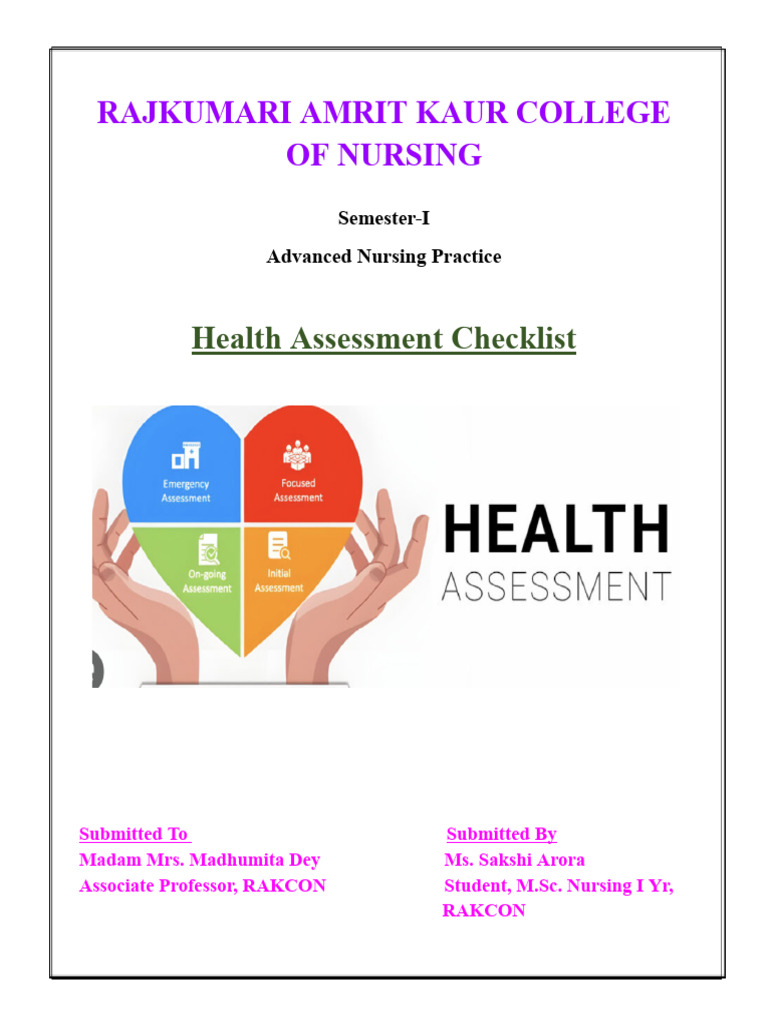 Health Assessment Checklist (Sakshi) | PDF | Human Nose | Nursing