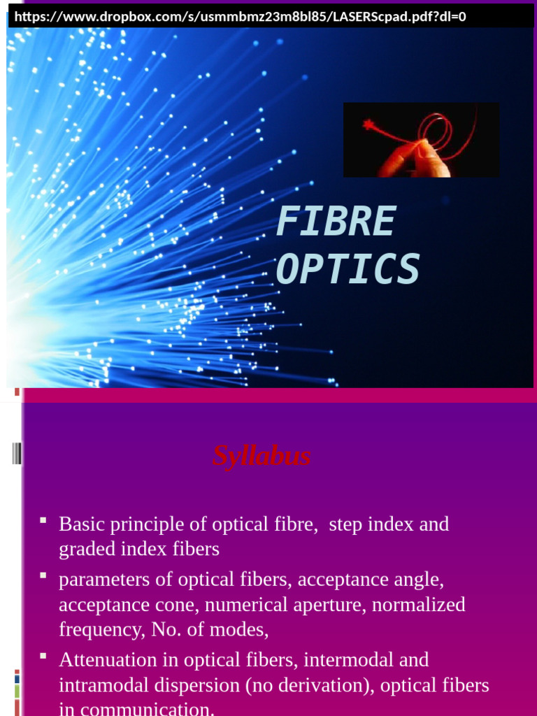 Fibre Optics Ppt | PDF | Dispersion (Optics) | Optical Fiber
