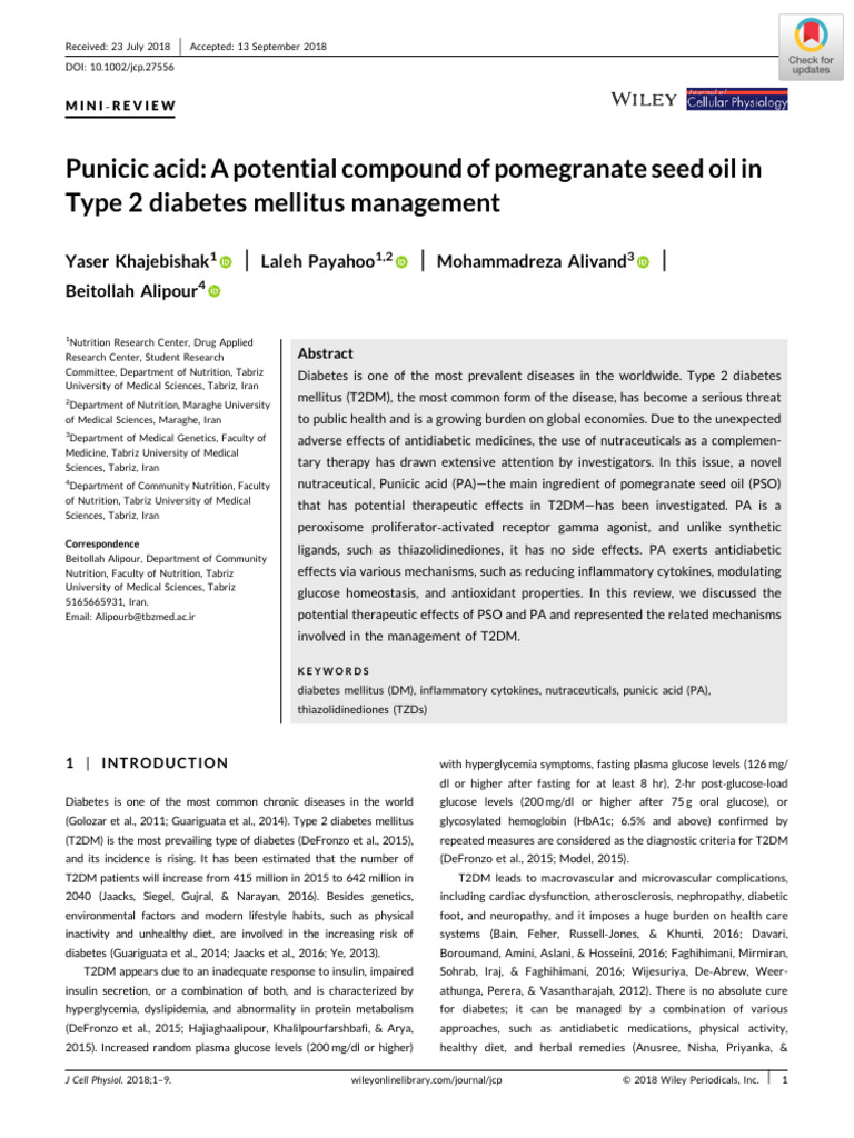 Punicic Acid A Potential Compound in T2 Diabetes | PDF | Insulin ...