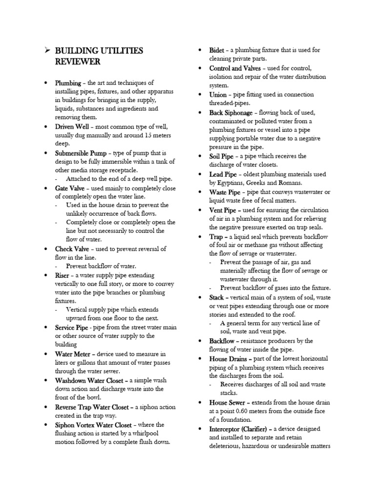 Essential Building Utilities Guide | PDF | Sanitary Sewer | Plumbing