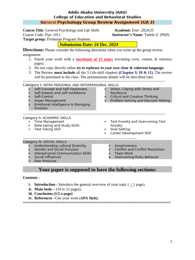 AAU group assignment 2 | PDF | Psychological Resilience | Social Skills