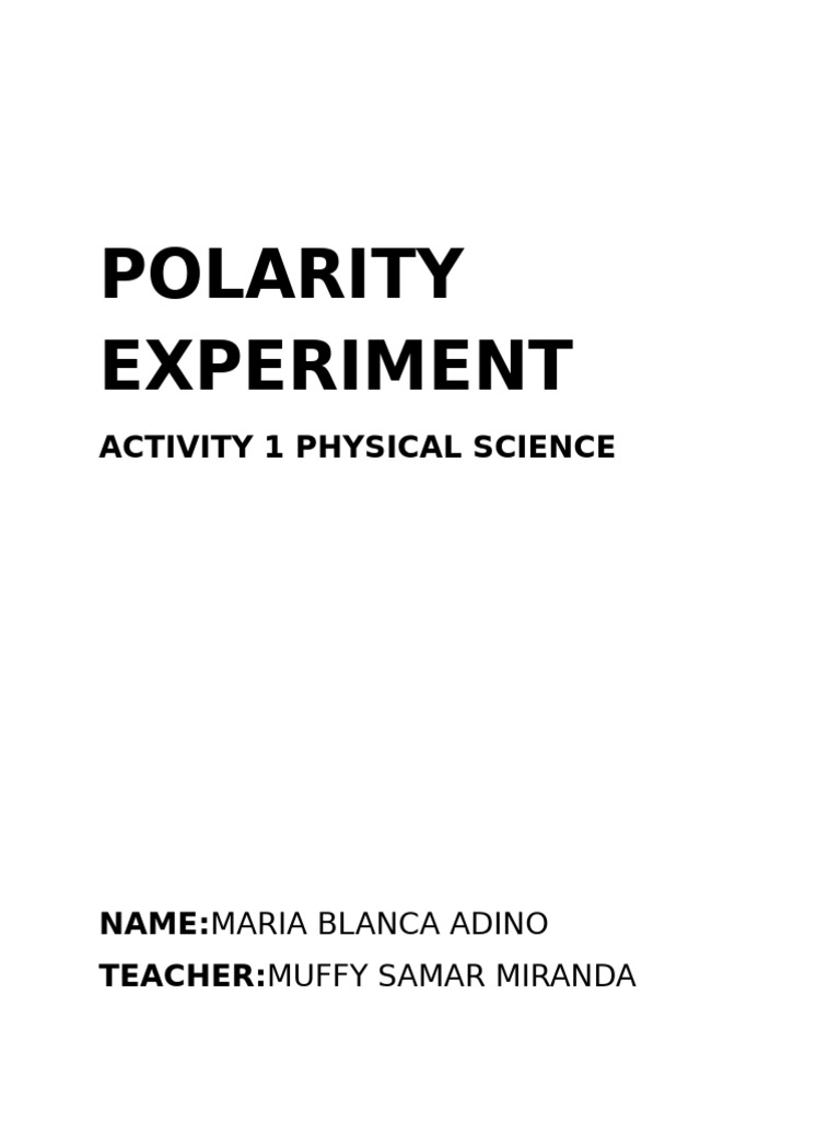 Polarity Experiment: Activity 1 Physical Science | PDF